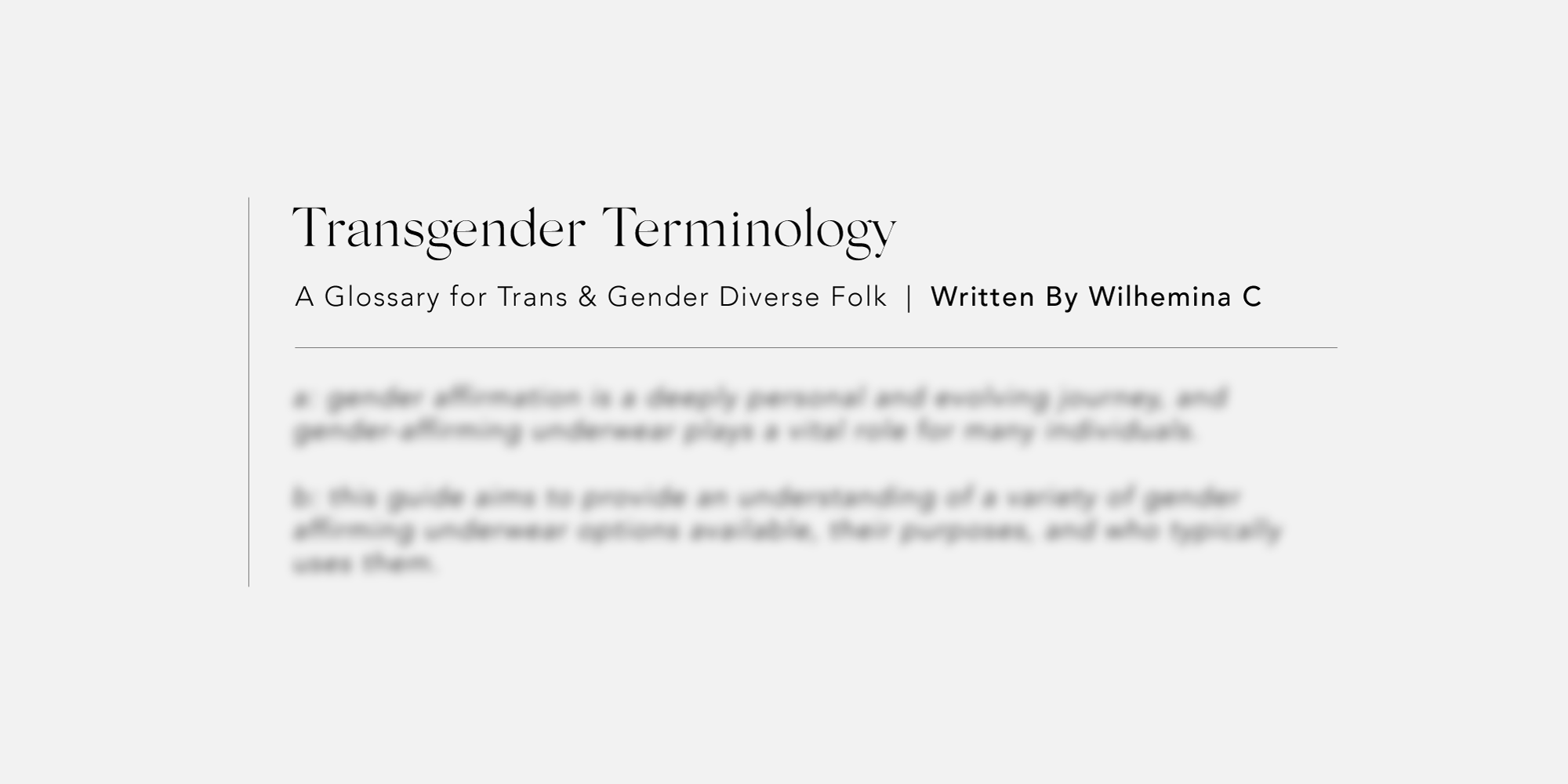Trans Terms: A Glossary for Trans & Gender Diverse Folk